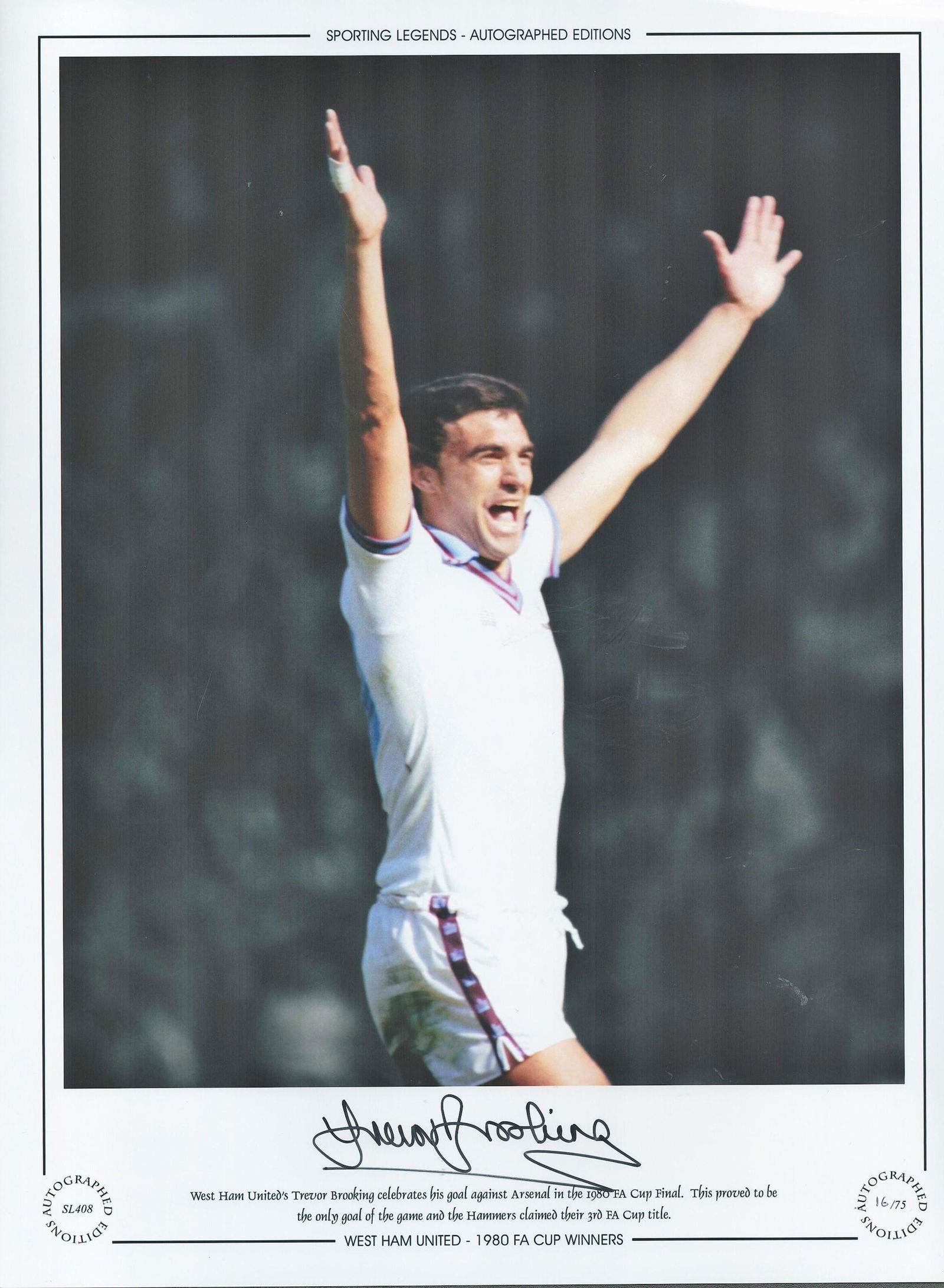 Trevor Brooking 16x12 inch hand signed colourised (#0324) on Mar 16 ...