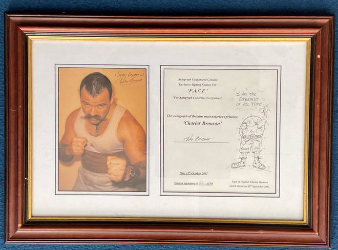 Charles Bronson 22x15 Mounted And Framed Signature