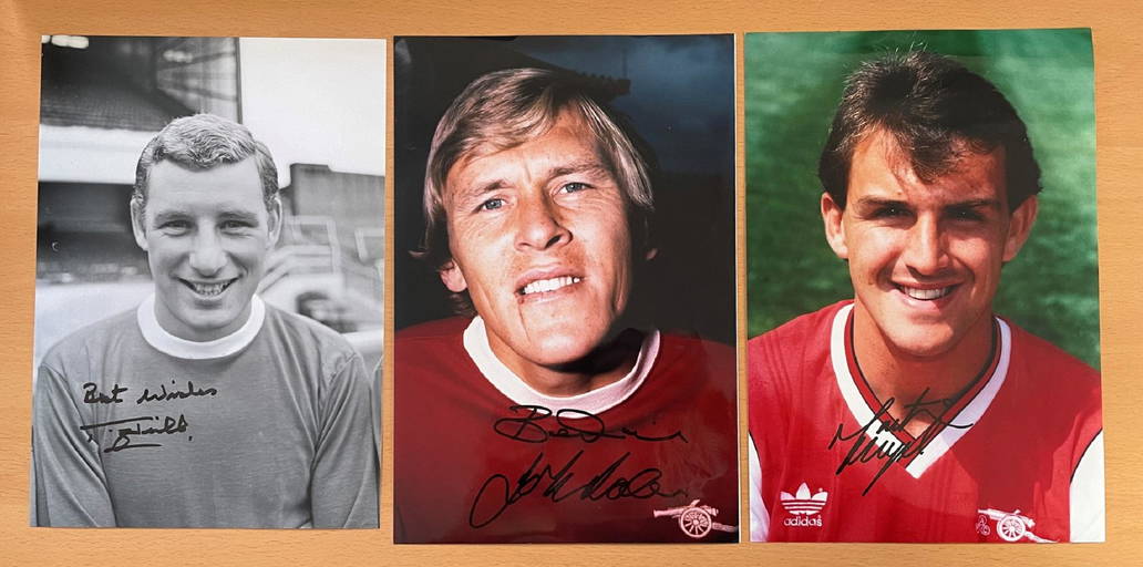 Arsenal 3 Signed 8x12 Photos Inc. Martin Hayes, Terry Neill And John ...