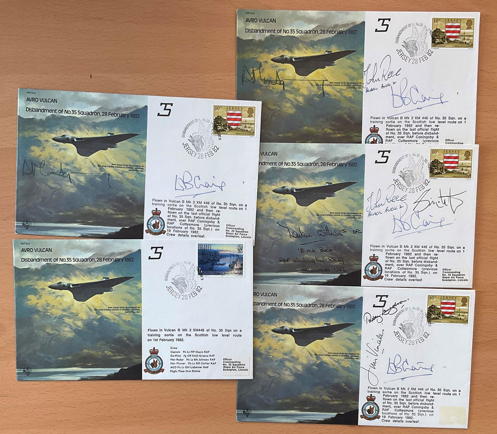 RAF Avro Vulcan Collection of 5 FDC s 4 Signed. Signatures inc ACM Sir ...