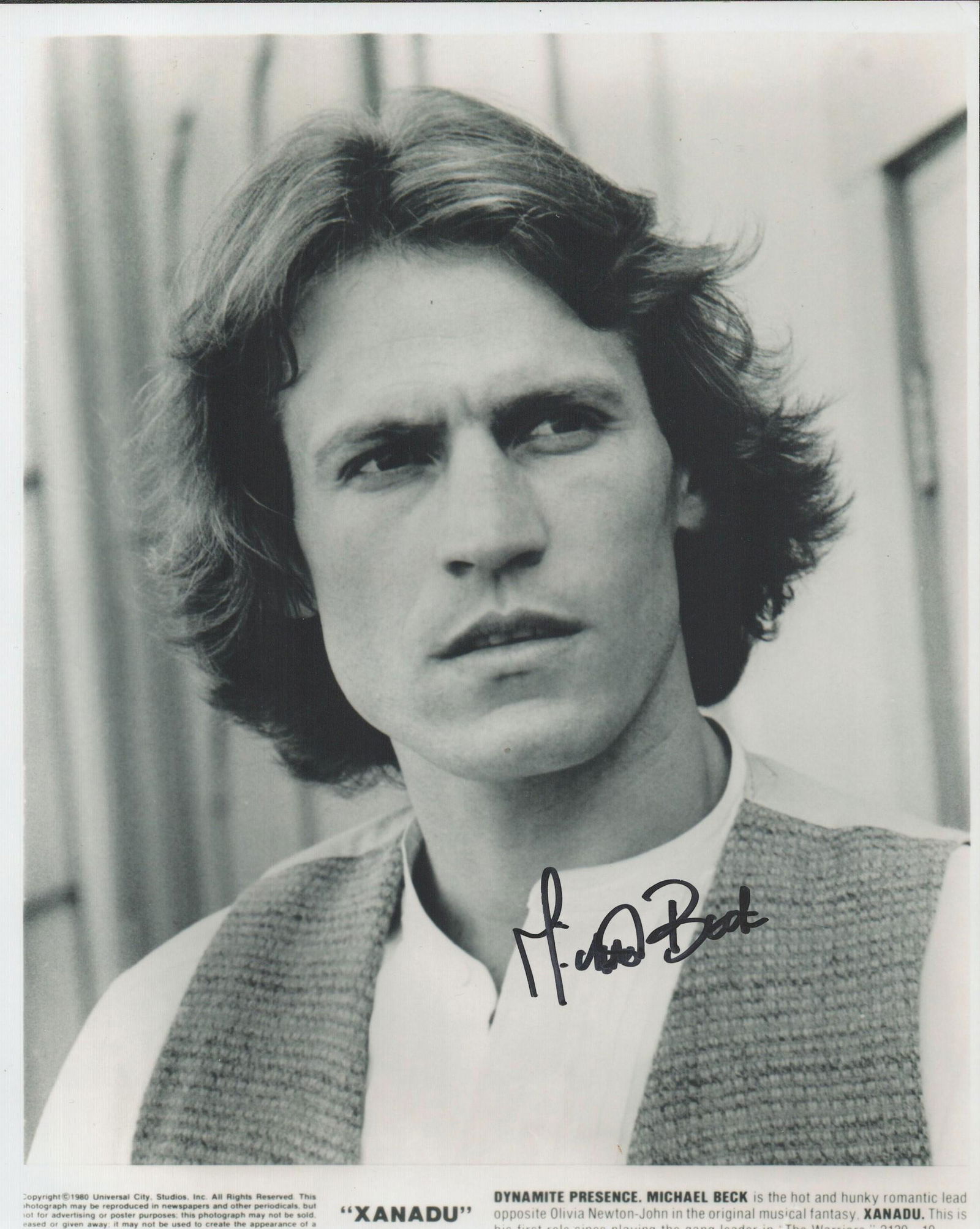 Actor, Michael Beck signed 10x8 black and white promo photograph ...