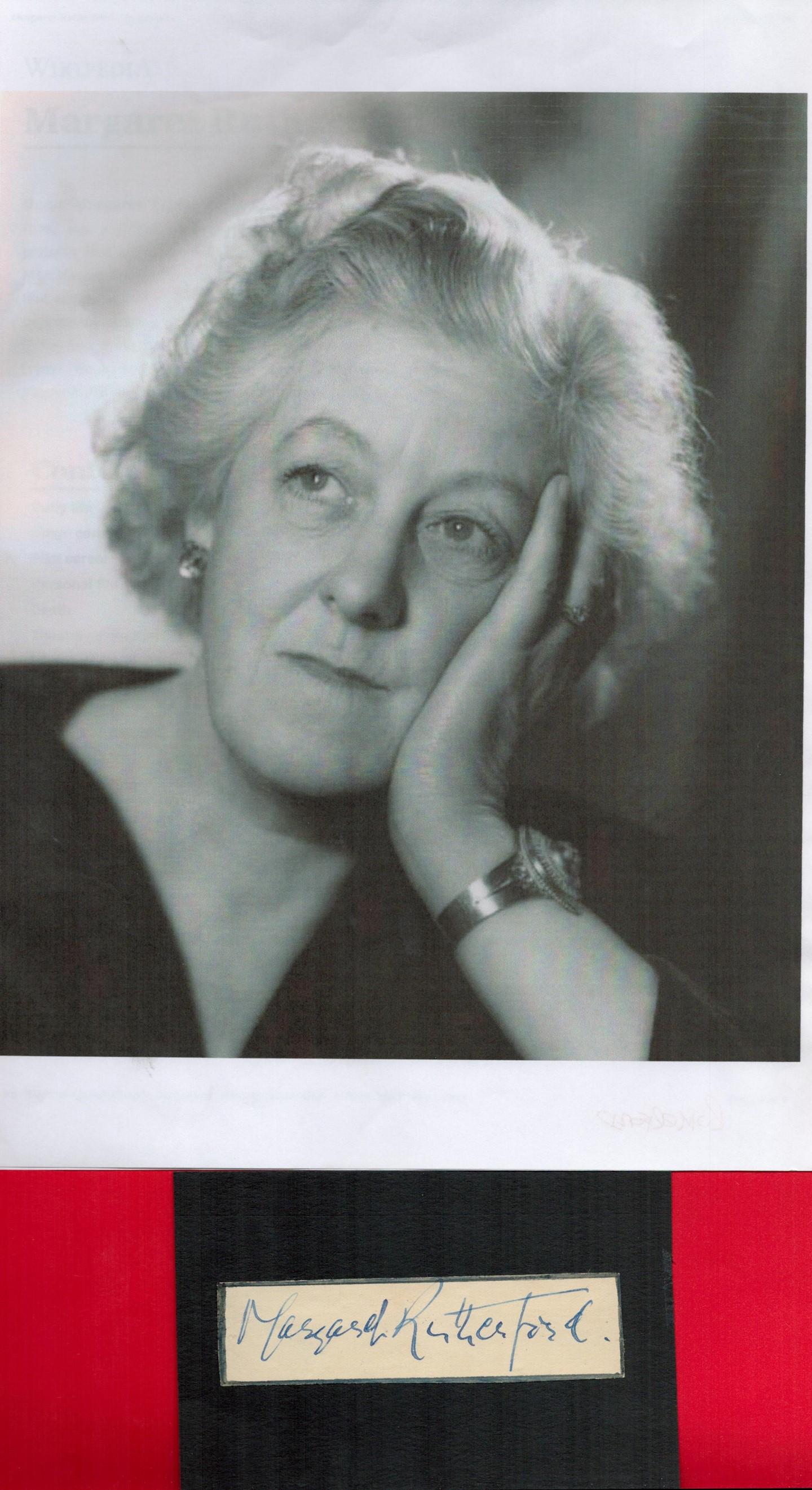 Margaret Rutherford signed album page cutting affixed to 5x3 black card ...