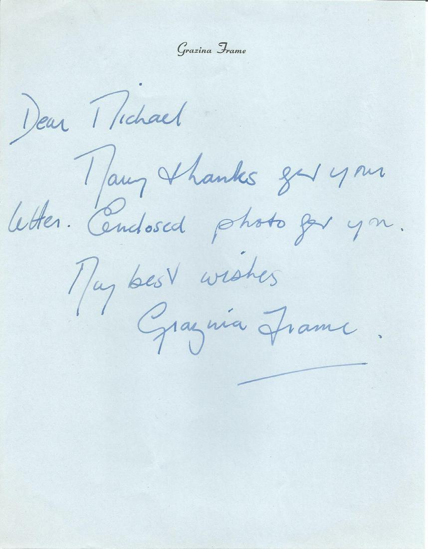 Music Grazina Frame Hand Written Letter On Personal Letterhead. Born ...