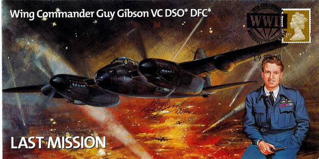 Ww2 W/o Benjamin Bird Dfm Signed Last Mission Guy Gibson Vc Dso Dfc Fdc ...