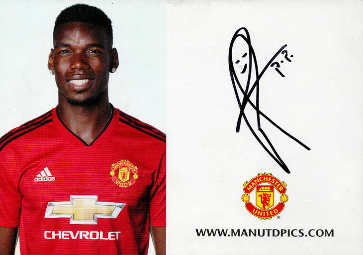 Paul Pogba Signed 6x4 Signed Man Utd Card. French Professional ...