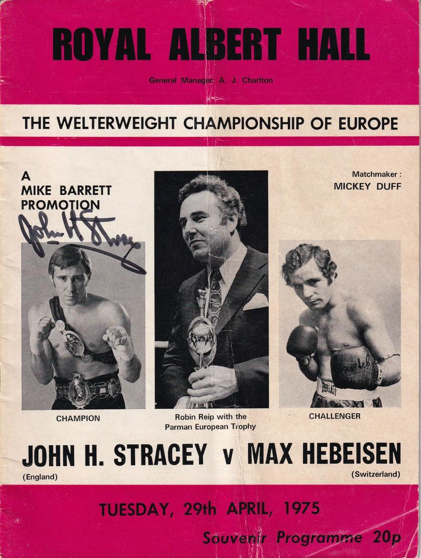 John H Stracey, Former World Champion Boxer, Vintage Signed Programme ...