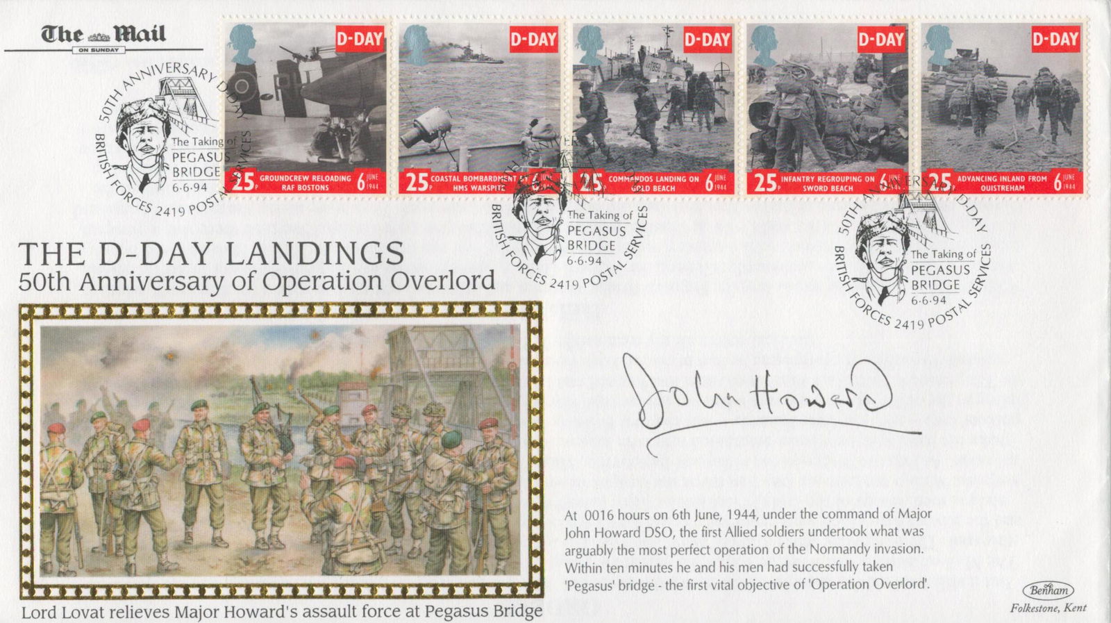 Ww2 Major John Howard Dso Signed 50th Anniversary Of Operation Overlord ...