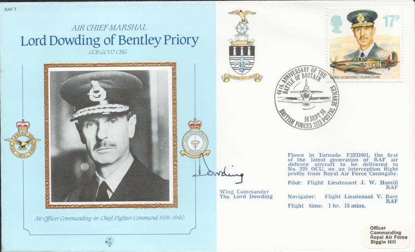Ww2 Raf Wg Cdr Derek Dowding (son Of Lord Dowding) Signed Lord Dowding ...