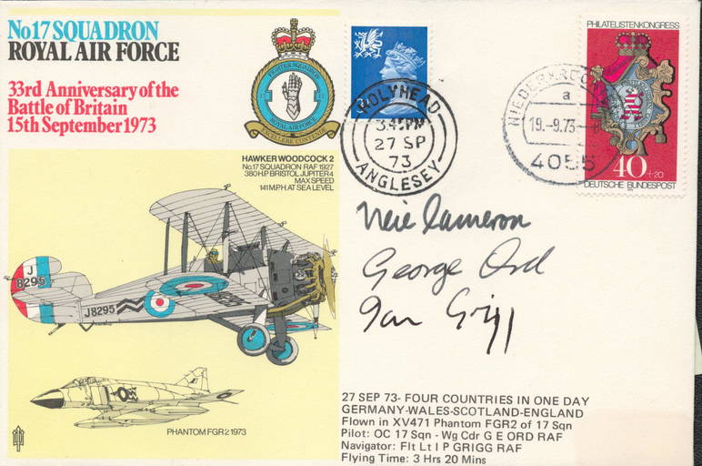 Ww2 Raf Marshal Of Raf Neil Cameron Signed 33rd Anniversary Of The ...