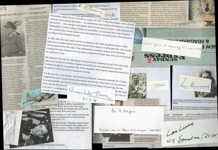 Ww2 Raf Collection Of 10 Signed Signature Pieces Of Ww2 Aces, Some With ...