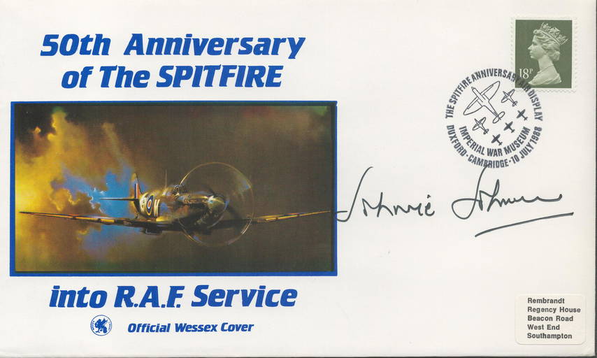 Ww2 Raf Avm Johnnie Johnson Signed 50th Anniversary Of The Spitfire ...
