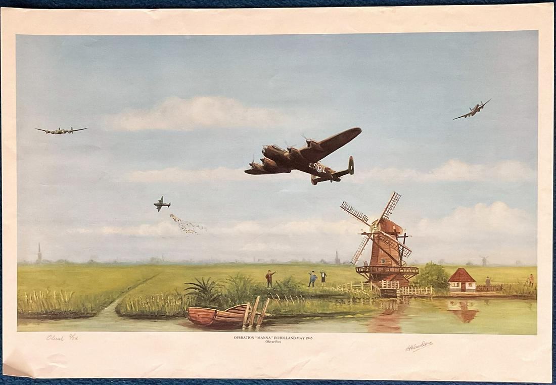 Ww2 Colour Print Approx 17 X 25 Operation Manna In Holland Signed By ...