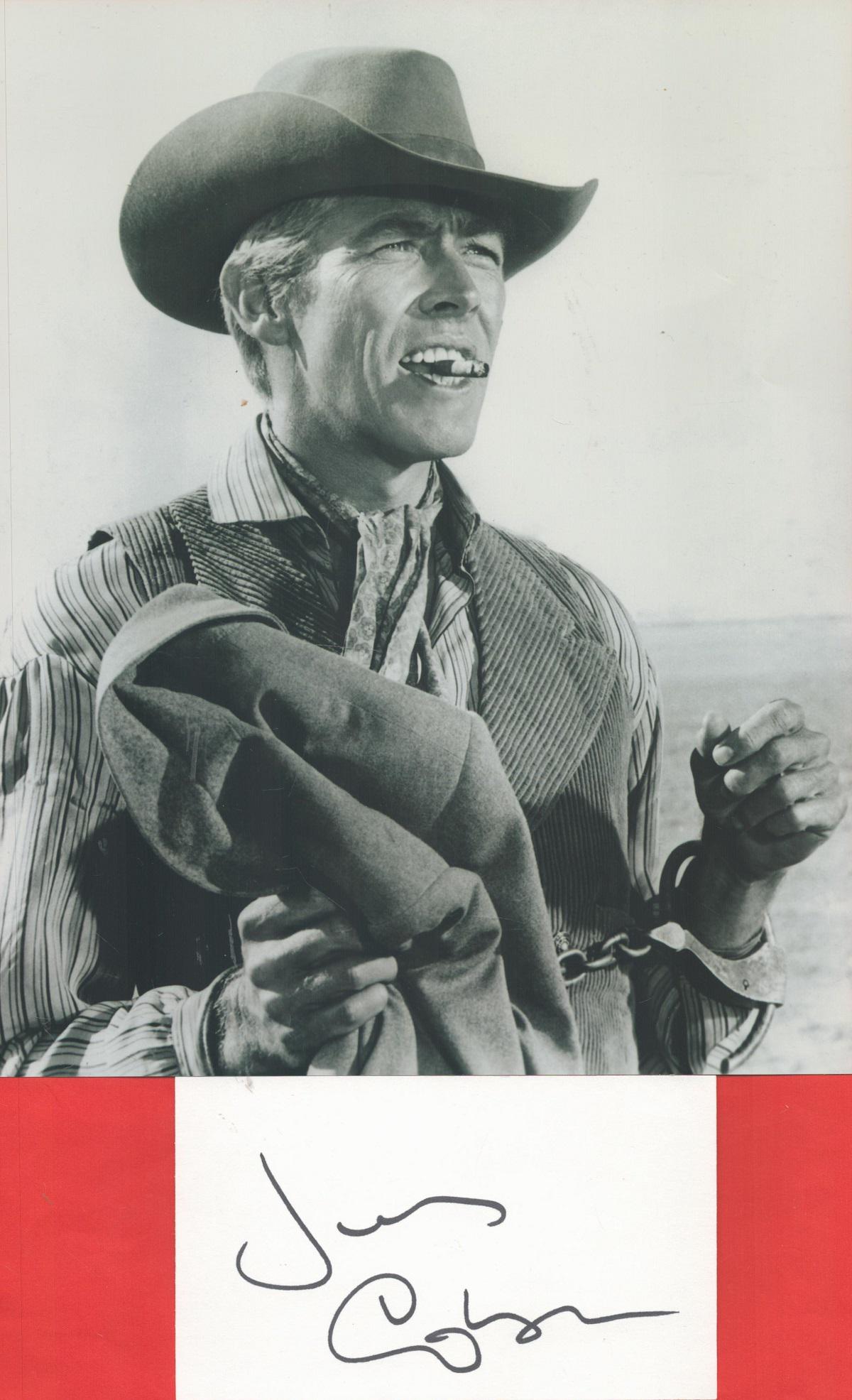 James Coburn Signed 5x3 White Card And Superb 10x8 Vintage Black And ...