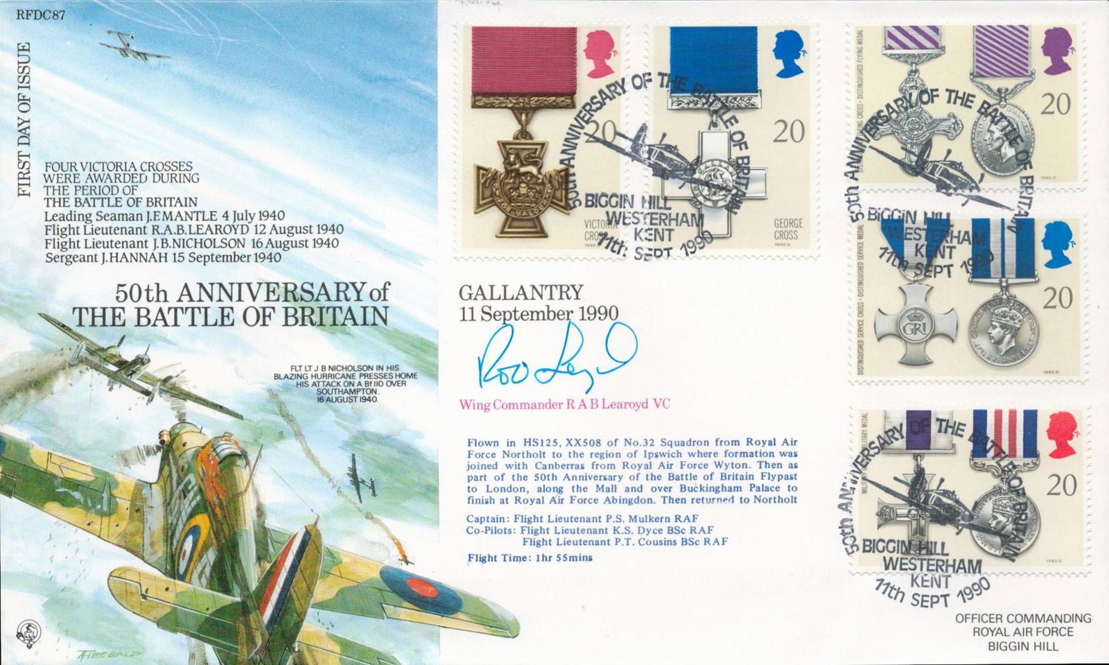 WW2 Wg Cdr Rod Learoyd VC Signed 50th Anniversary of the Battle of ...