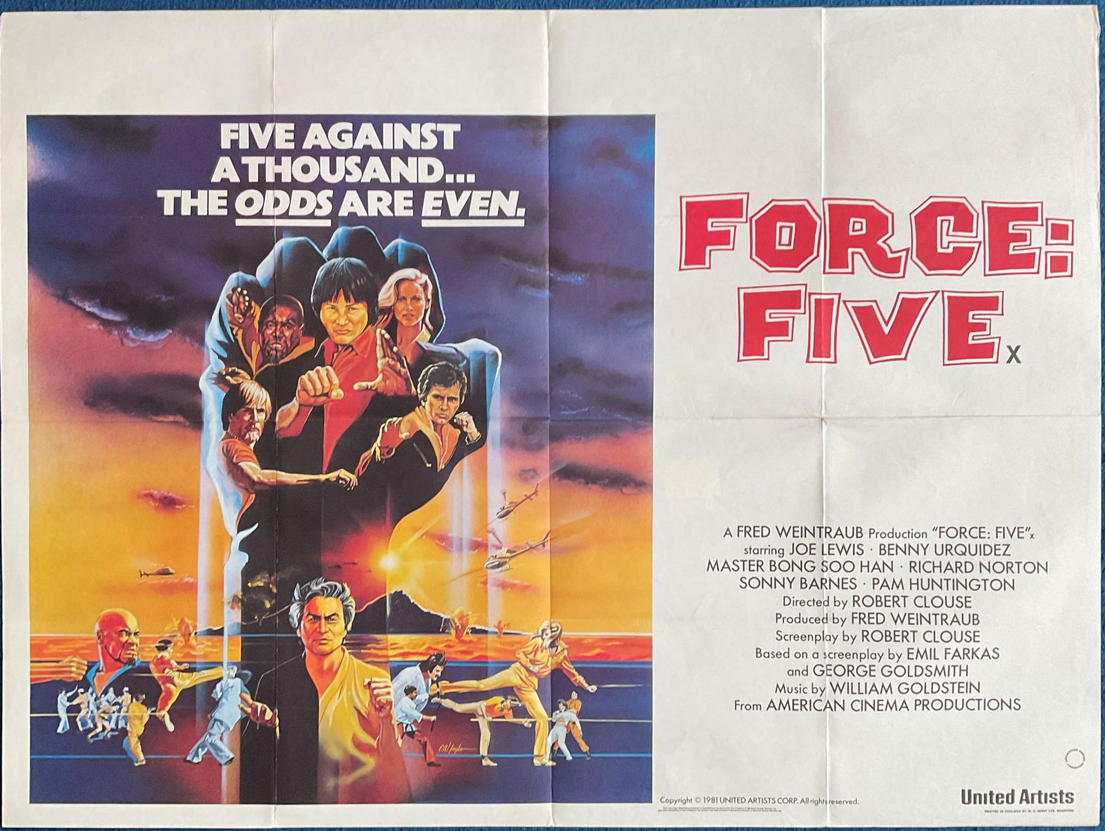 Force Five (Kung Fu) Original Cinema Movie Poster starring Joe Lewis ...