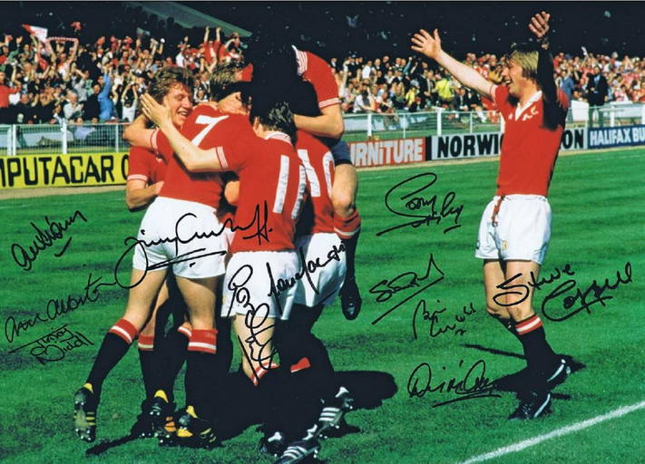 Autographed Man United 16 X 12 Photo Colour, Depicting Players ...