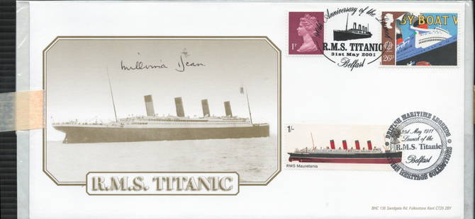 Millvina Dean Signed Small R M S Titanic Card. Signed