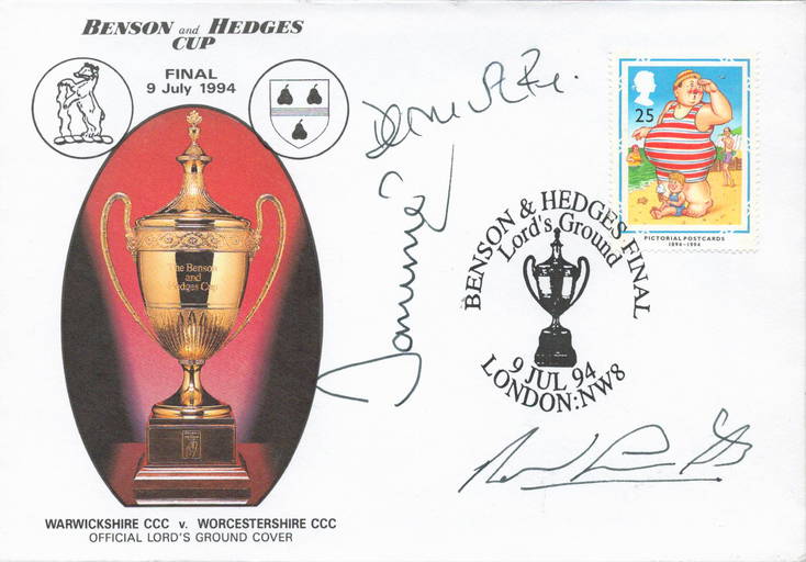 Cricket Paul Smith, Dermot Reeve and Dominic Ostler Signed Benson and ...
