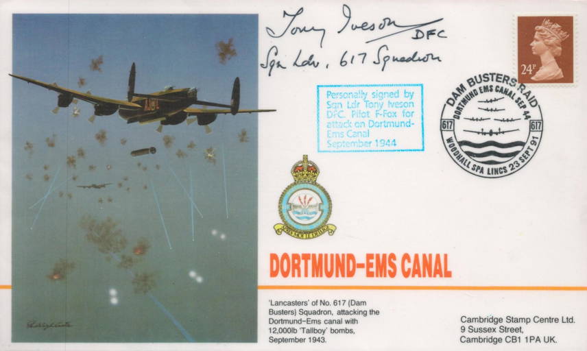 Sqn Ldr Tony Iveson Dfc (dambuster) Signed Dortmund Ems Canal Fdc. 9 Of ...