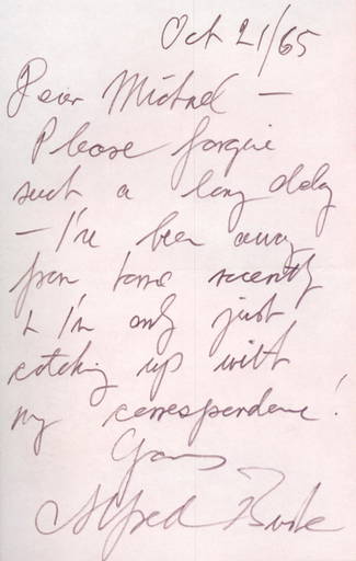 Alfred Burke actor ALS hand written signed letter 1965. He was an actor ...