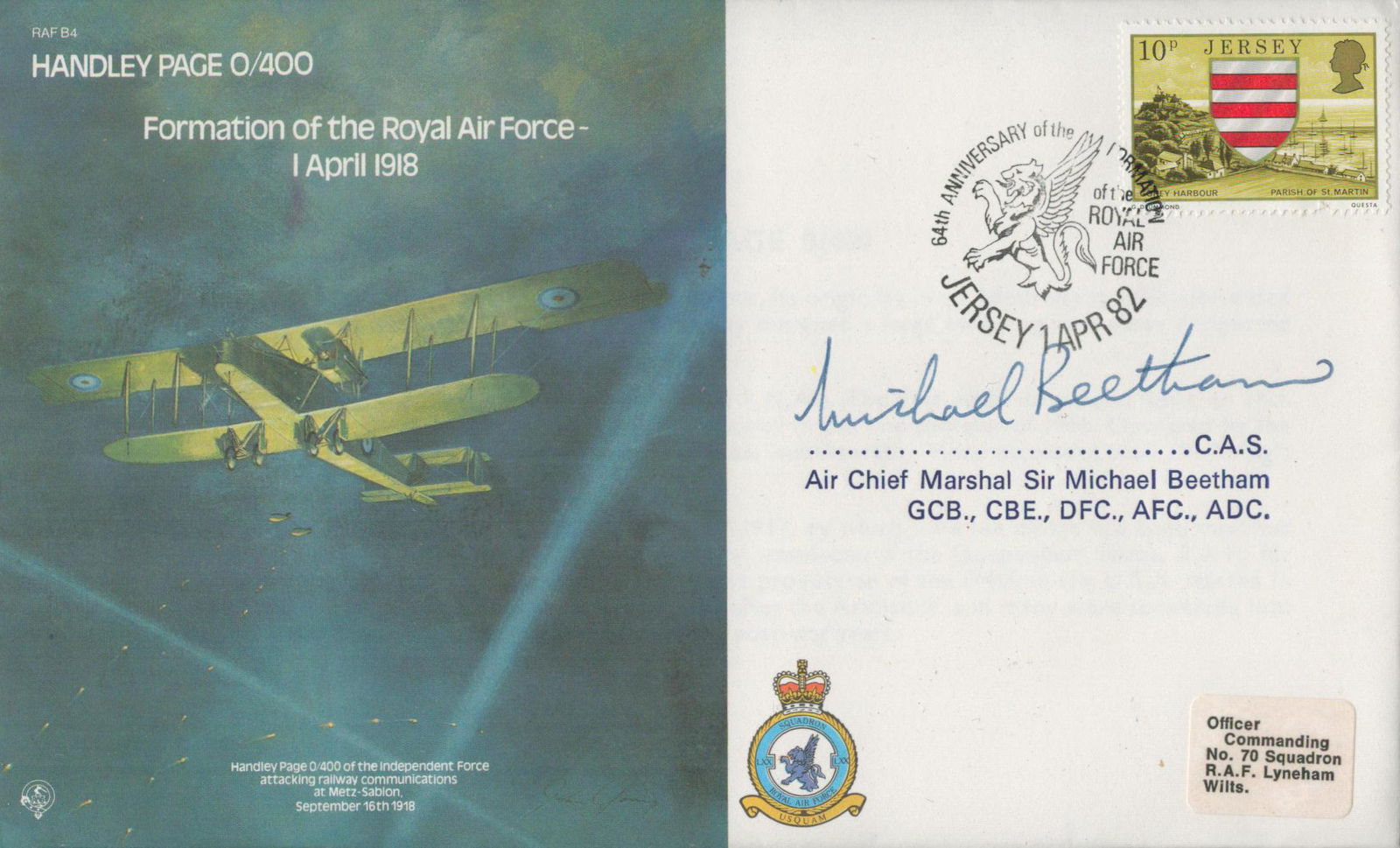 WW2 RAF ACM Sir Michael Beetham Signed Formation of RAF 1 April 1918 ...
