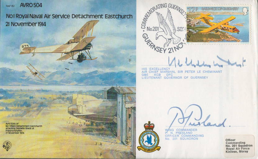 RAF ACM Sir Peter Le Cheminant Signed No1 Royal Naval Air Service ...