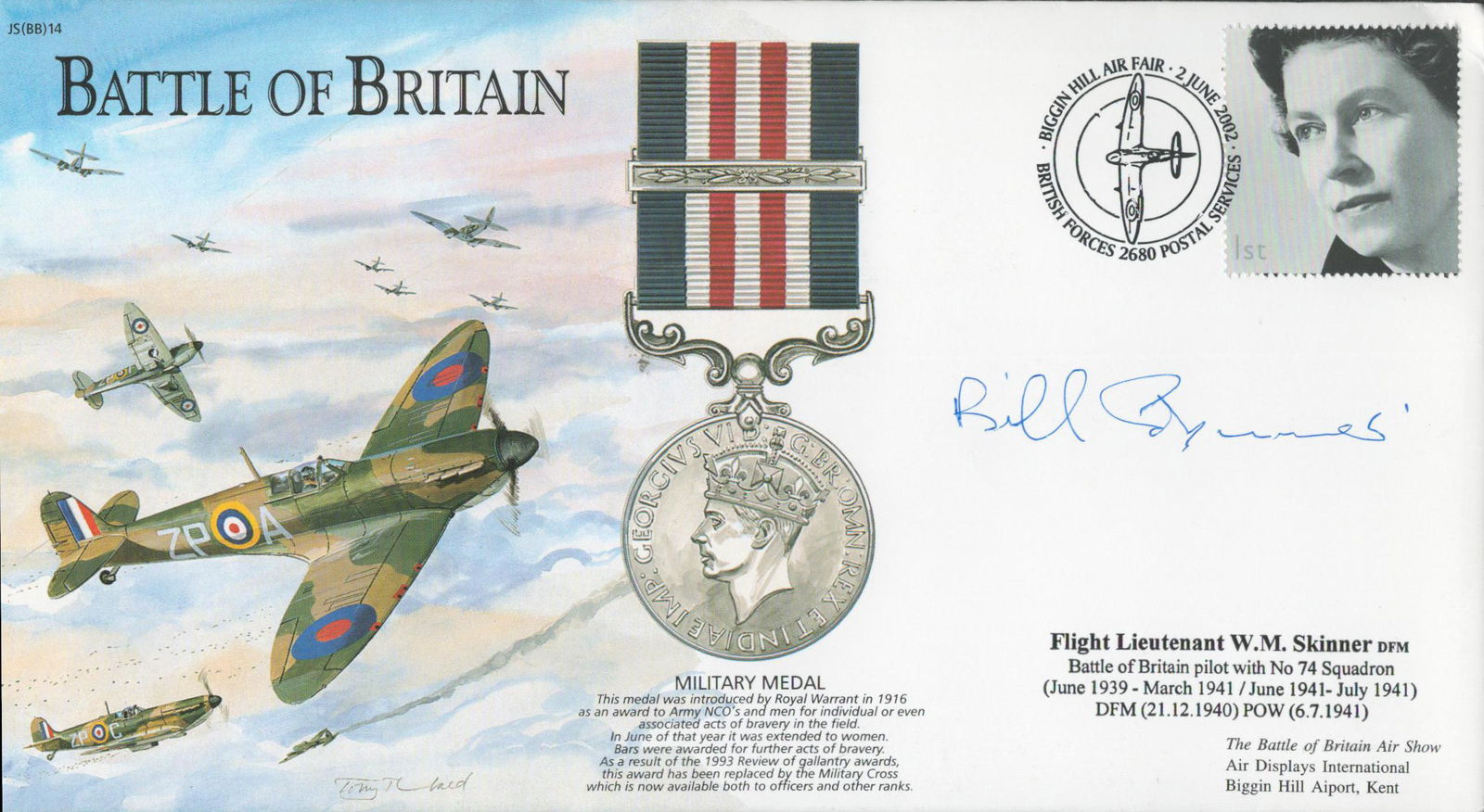 Raf Flt Lt Bill Skinner Dfm (battle Of Britain Pilot) Signed Fdc Titled ...