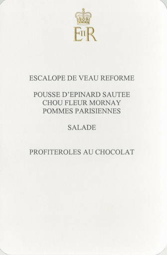 Royal Dinner Menu For The Queen At Sandringham With Royal Logo. Rare ...