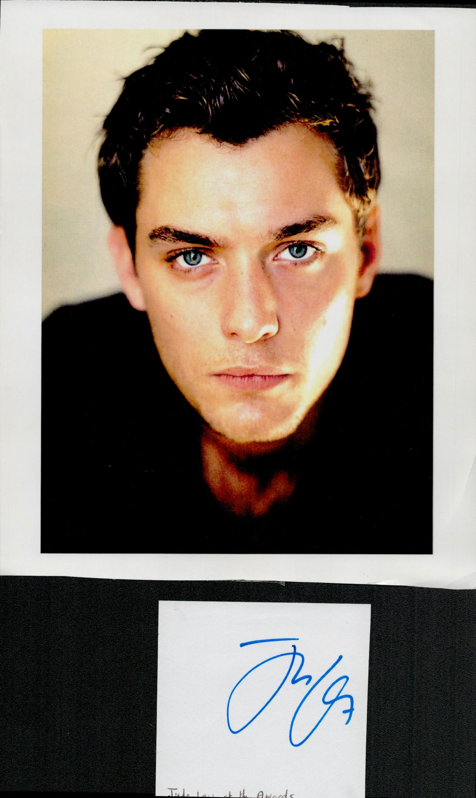 Jude Law Signature Piece Featuring A Signed White Card In Blue Marker ...