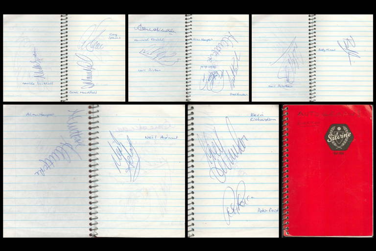 Small Red Notebook, Containing Signatures Of Everton Footballers. Good ...