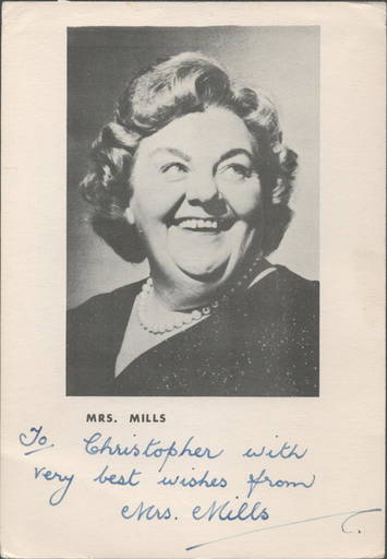 Mrs Mills Signed 7x5 Vintage Promo Photo Dedicated To Christopher ...