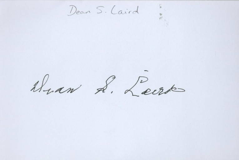 Dean S. Laird A White Card (measuring 6""x4"") Nicely Signed In Black ...