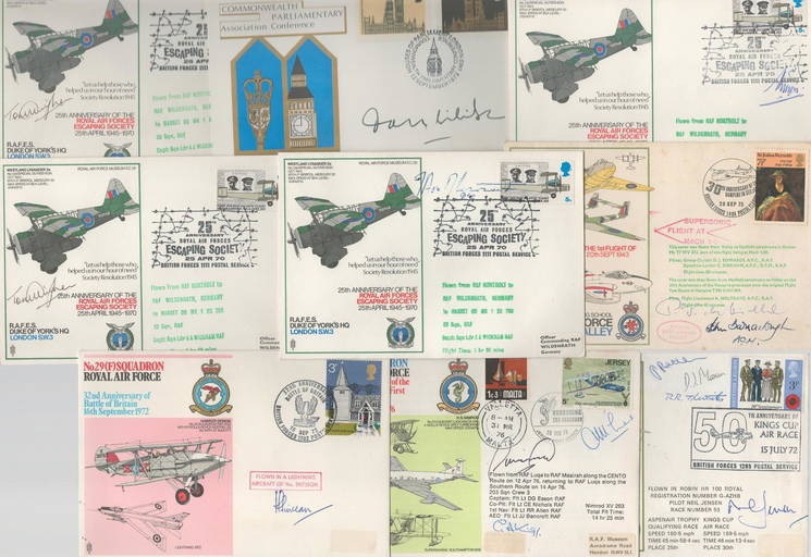 Raf Collection Of 13 Signed First Day Covers. All Contain Stamps And ...