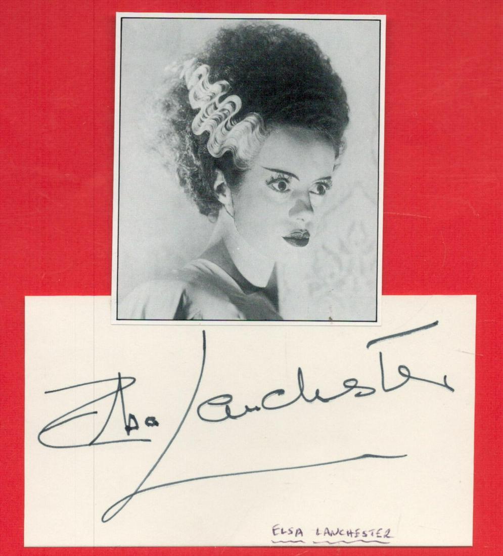 British American Actress Elsa Lanchester Signed 4 X 2.5 Inch White ...