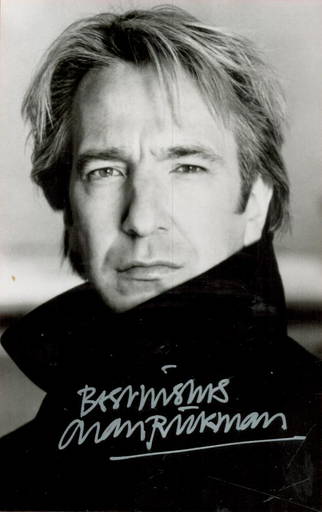 Alan Rickman Signed on 5 x 3 inch approx black and white Photo. Signed ...
