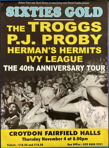 8 Signed Sixties Gold Concert Advertising poster With Performances From ...