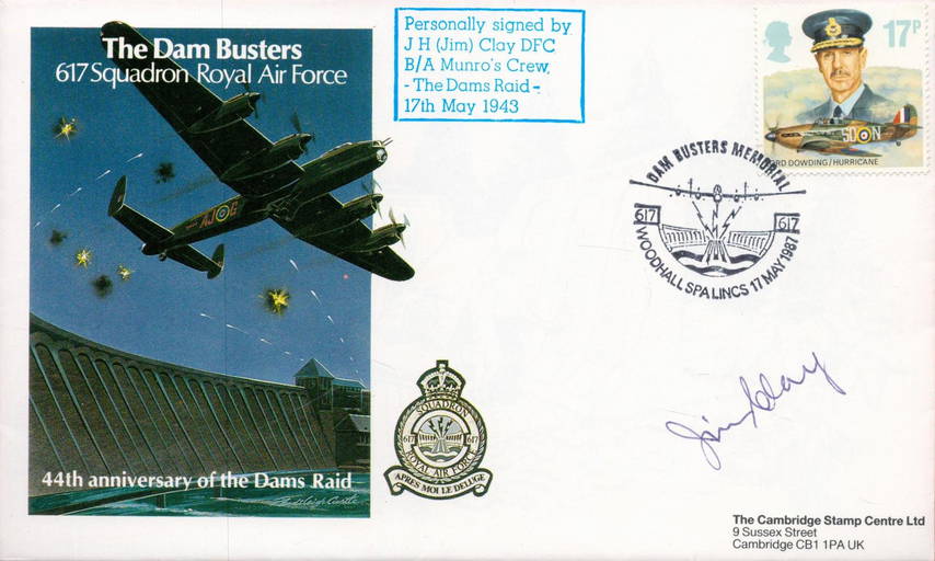 WW2 Jim Clay DFC Signed 44th Anniversary of the Dams Raid FDC. 36 of ...