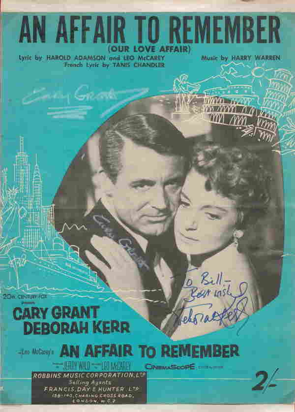 Cary Grant and Deborah Kerr Signed An Affair To Remember Front Page of Musical Score Sheet ...