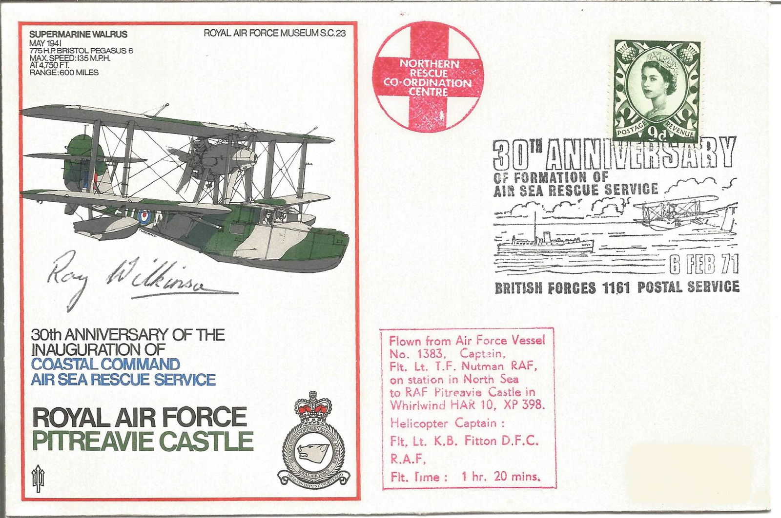 Ray Wilkinson signed RAF Pitreavie Castle FDC 30th Anniversary of the ...
