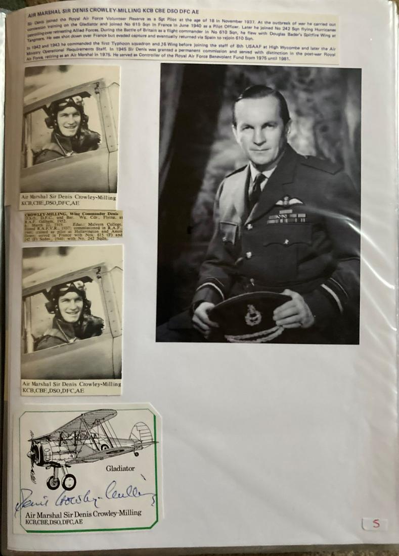 WW2 BOB fighter pilot fixed Denis Crowley Milling 56 sqn signed RAF ...