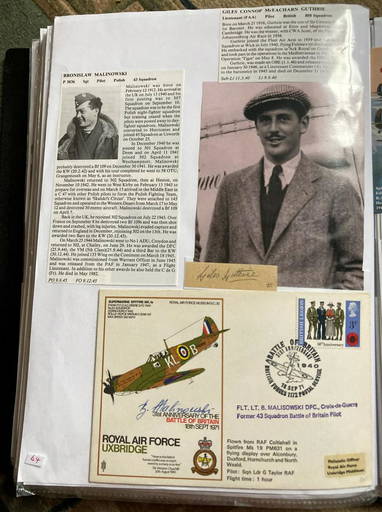 WW2 BOB fighter pilots Bronislaw Malinowski signed RAF Uxbridge ...