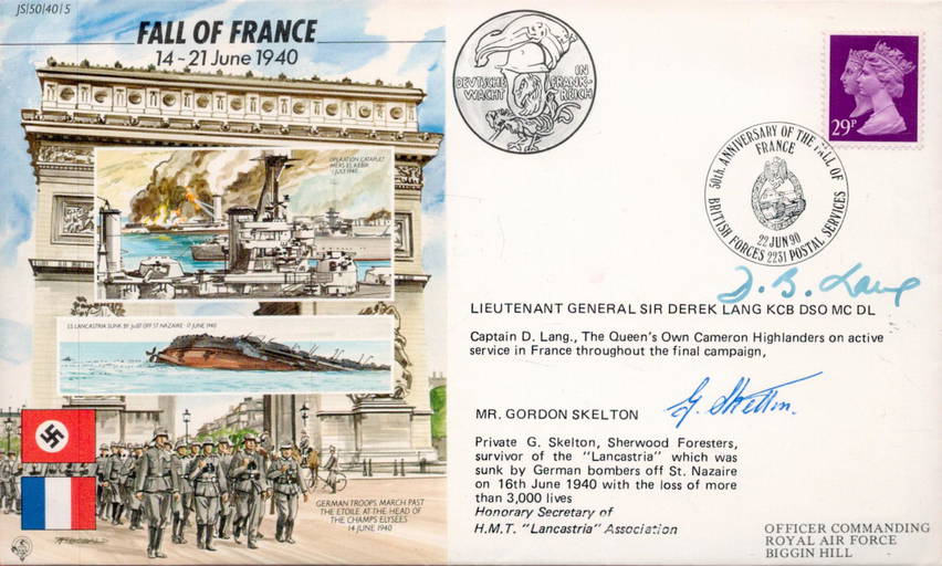 Lt Gen Sir Derek Lang Kcb Dso And Gordon Skelton Signed Fall Of France ...