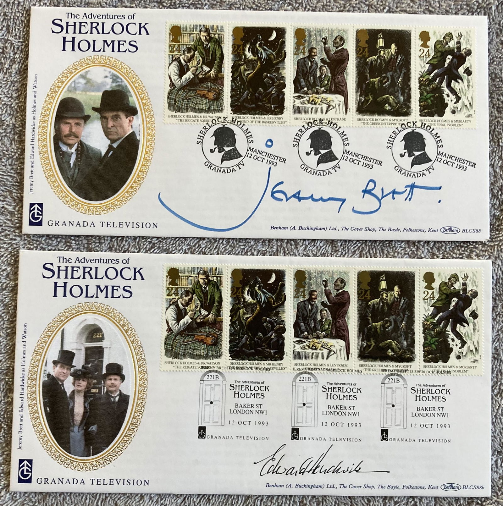 Sherlock Holmes Actors Jeremy Brett And Edward Hardwick Signed On Two ...