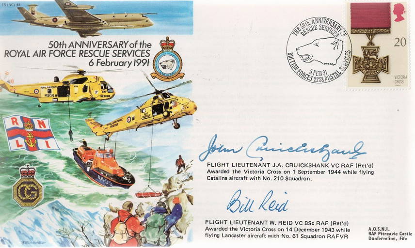 Raf. Flt Lt John Cruickshank Vc And Flt Lt Bill Reid Vc Signed 50th ...