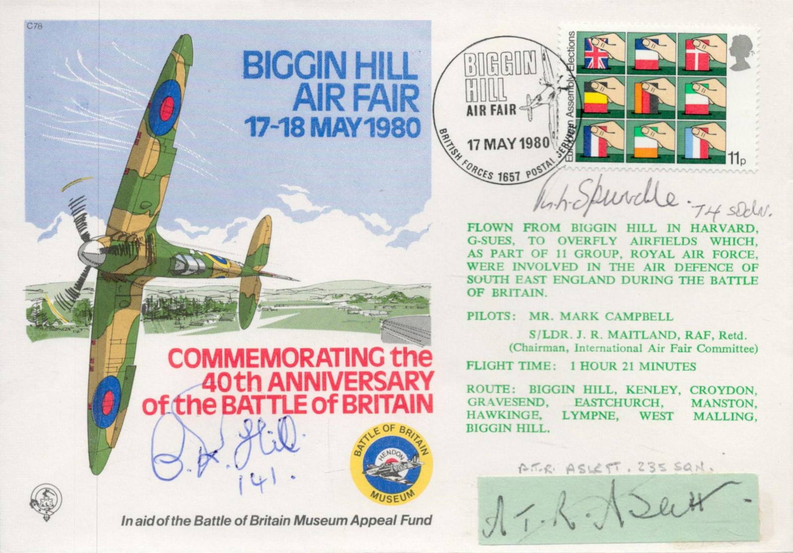 WW2 BOB fighter pilots Sgt Thomas Aslett 23 sqn, Sqn Ldr C Hill 141 sqn ...