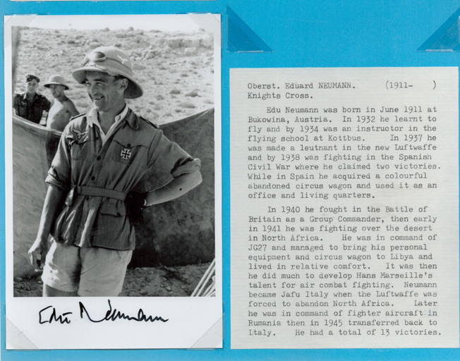Lieutenant Eduard Neumann (1911 2004) Signed 6x4 Black And White ...