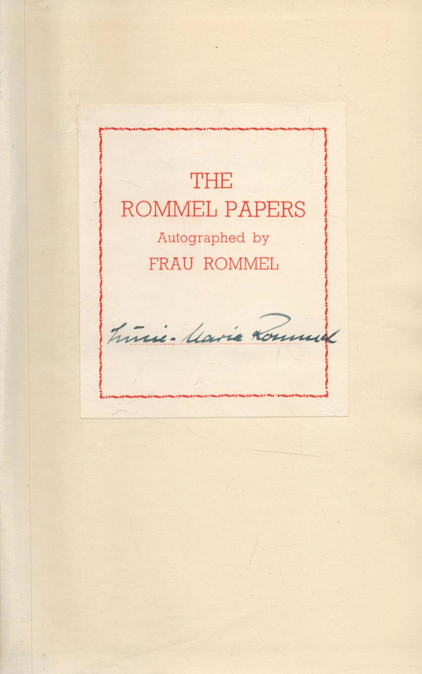 F. M. Erwin Rommel And Frau Rommel Signed Book The Rommel Papers Edited ...