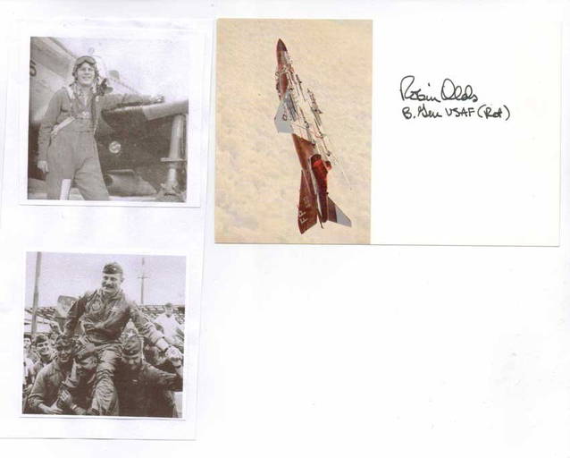 Colonel Robin Olds Usaf Signed Card And Unsigned Photos