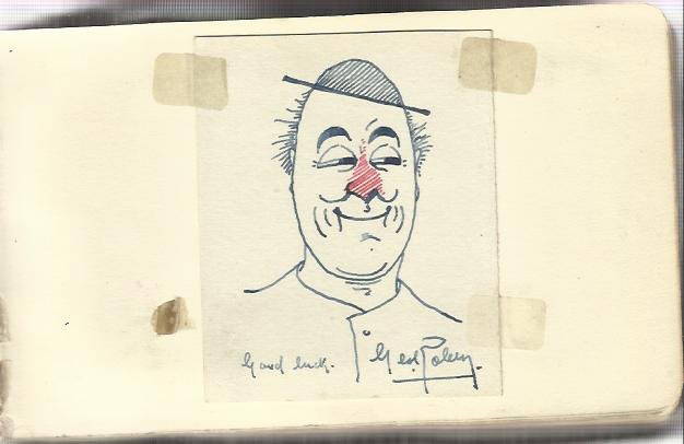 George Robey Signed 2 X 2 Amusing Pen And Ink Self