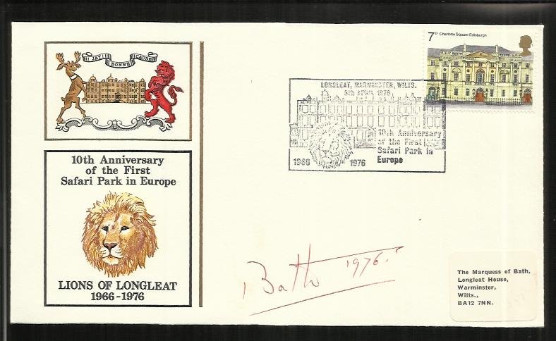 Lord Bath Signed 1976 Lions Of Longleat Cover . Good